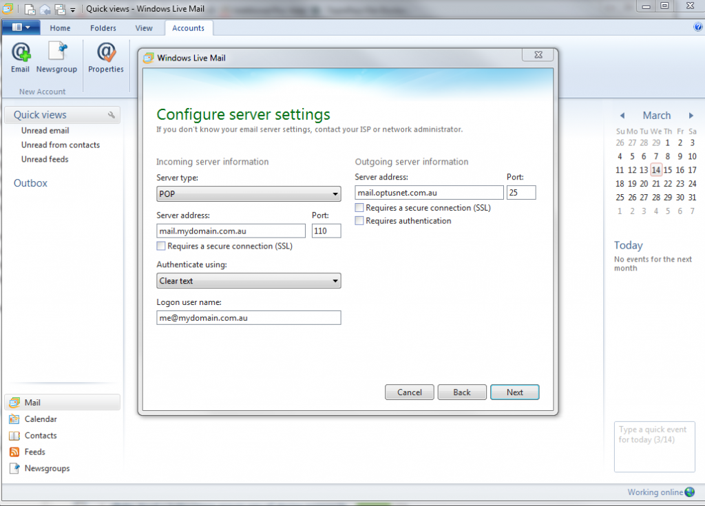 Windows Live Mail Configuration - Web24
