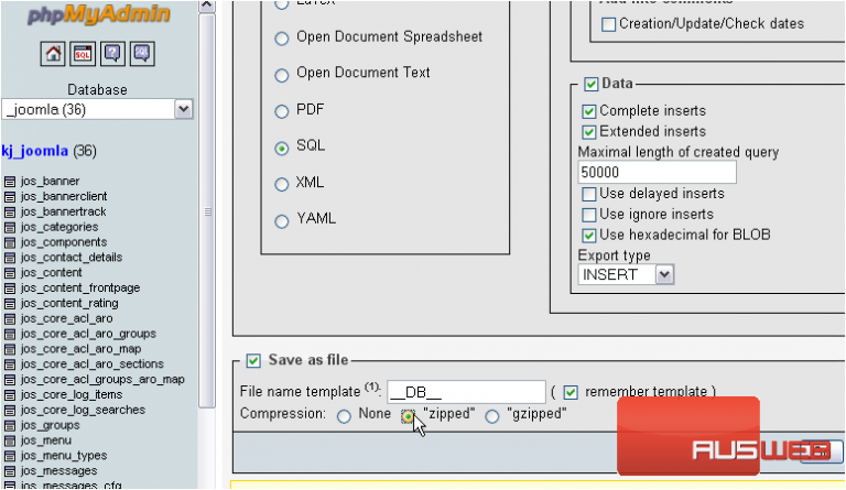 Export Your Joomla Database Using Phpmyadmin Web24