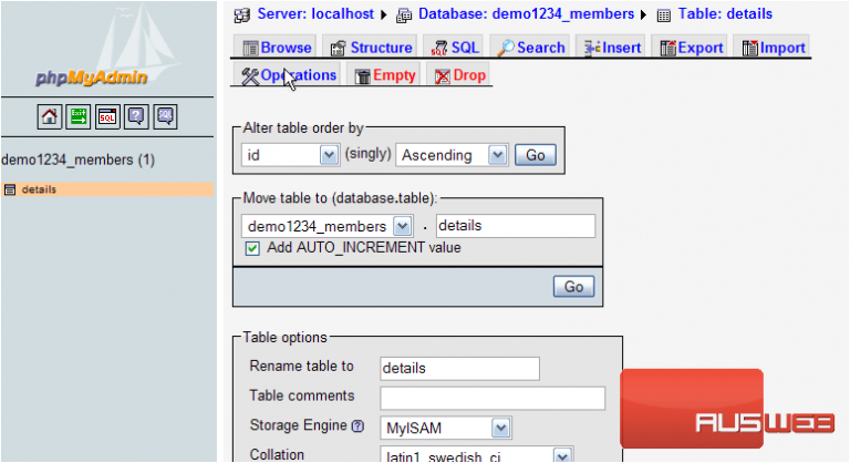 Copy a database table with phpMyAdmin - Web24