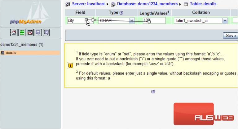 Modify Fields In Database Tables Using Phpmyadmin Web24