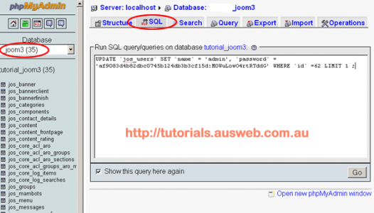 Joomla Super Administrator Password Reset Web24